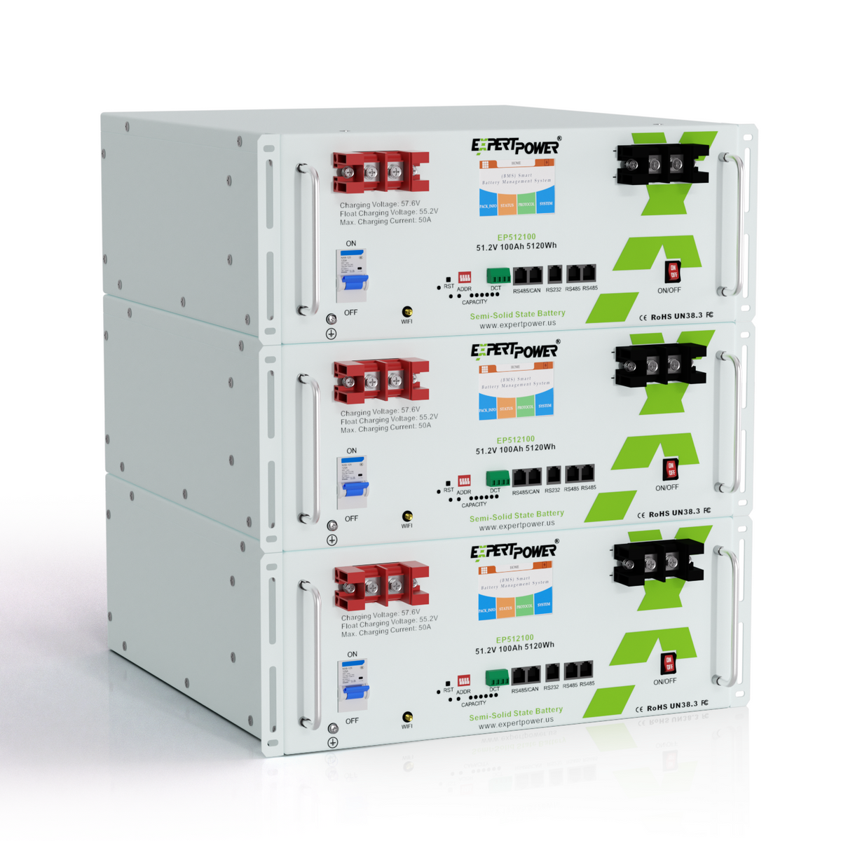51.2V 100Ah Semi-Solid State LiFePO4 Deep Cycle Rechargeable Battery ...