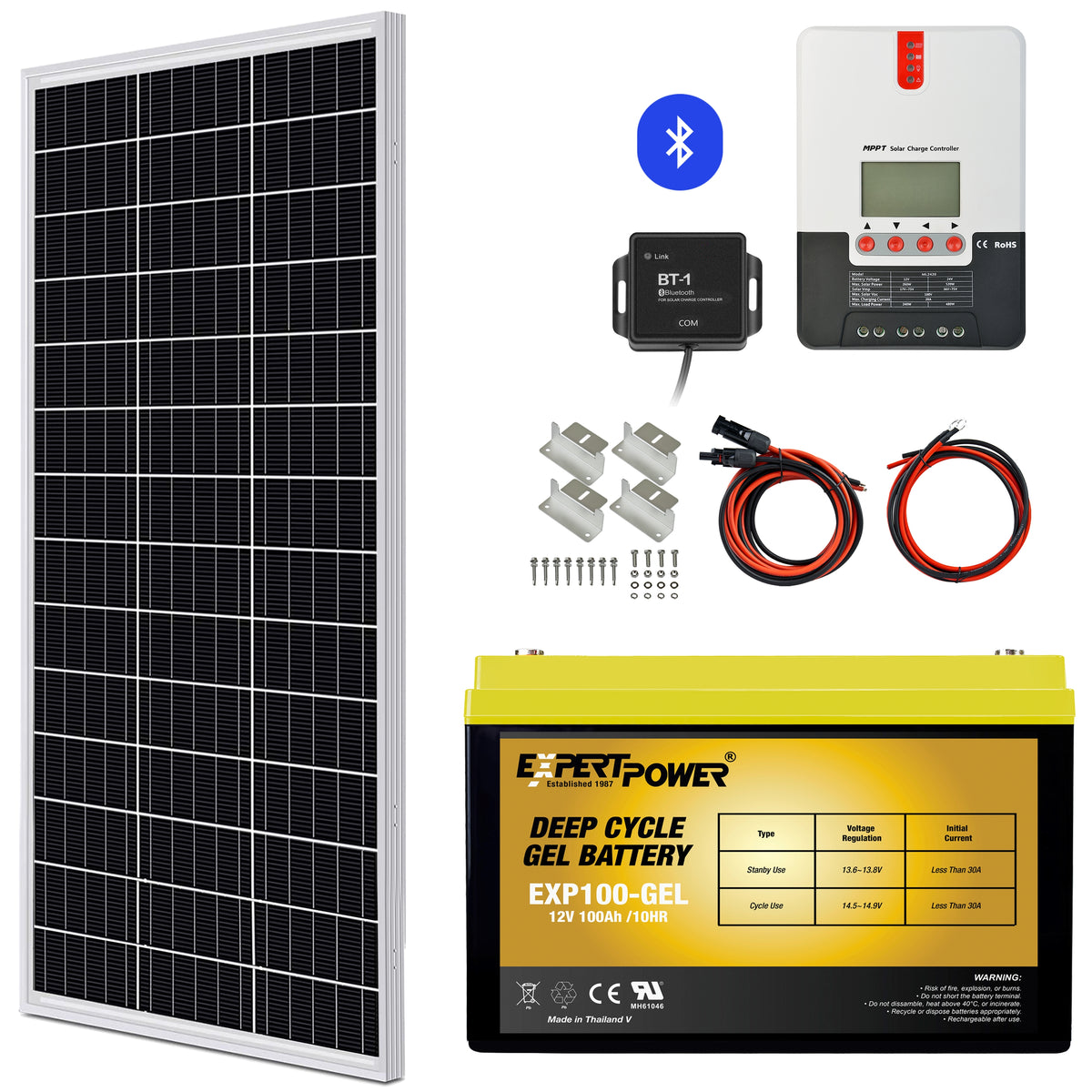 12V 100Ah GEL / 210W Panel / 20A MPPT, Off-Grid Solar System Kit ...